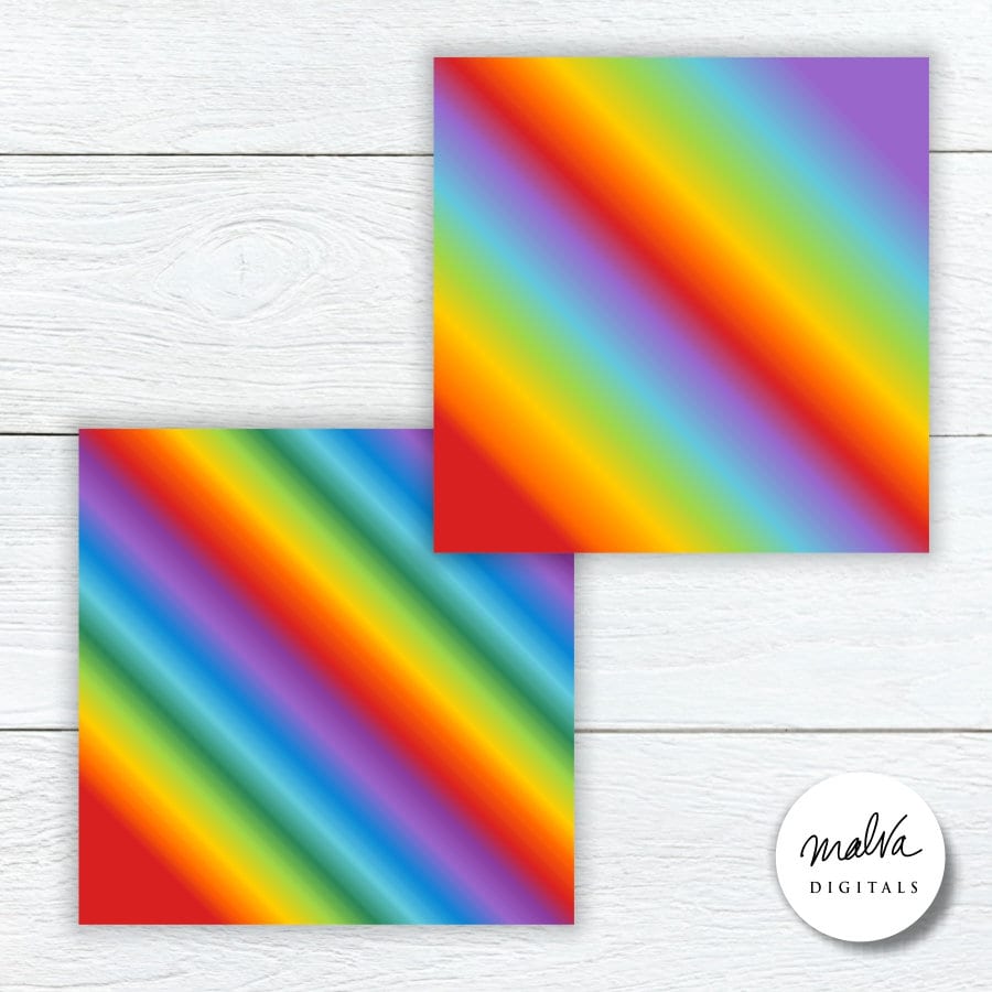 Rainbow Ombre Digital Paper Pack, Rainbow Gradient Digital Background ...