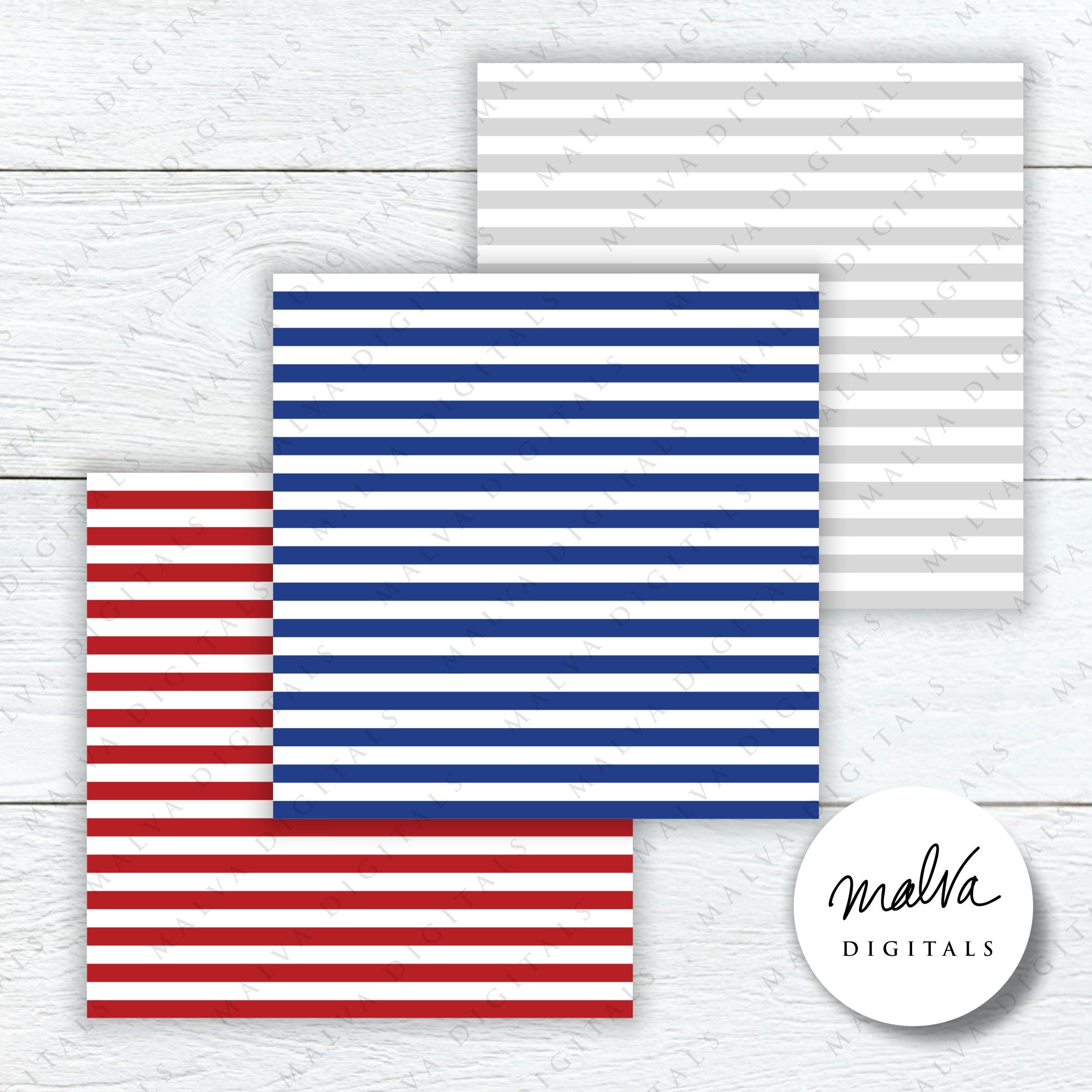 4th of July Digital Paper Pack Red White Blue Stars and - Etsy