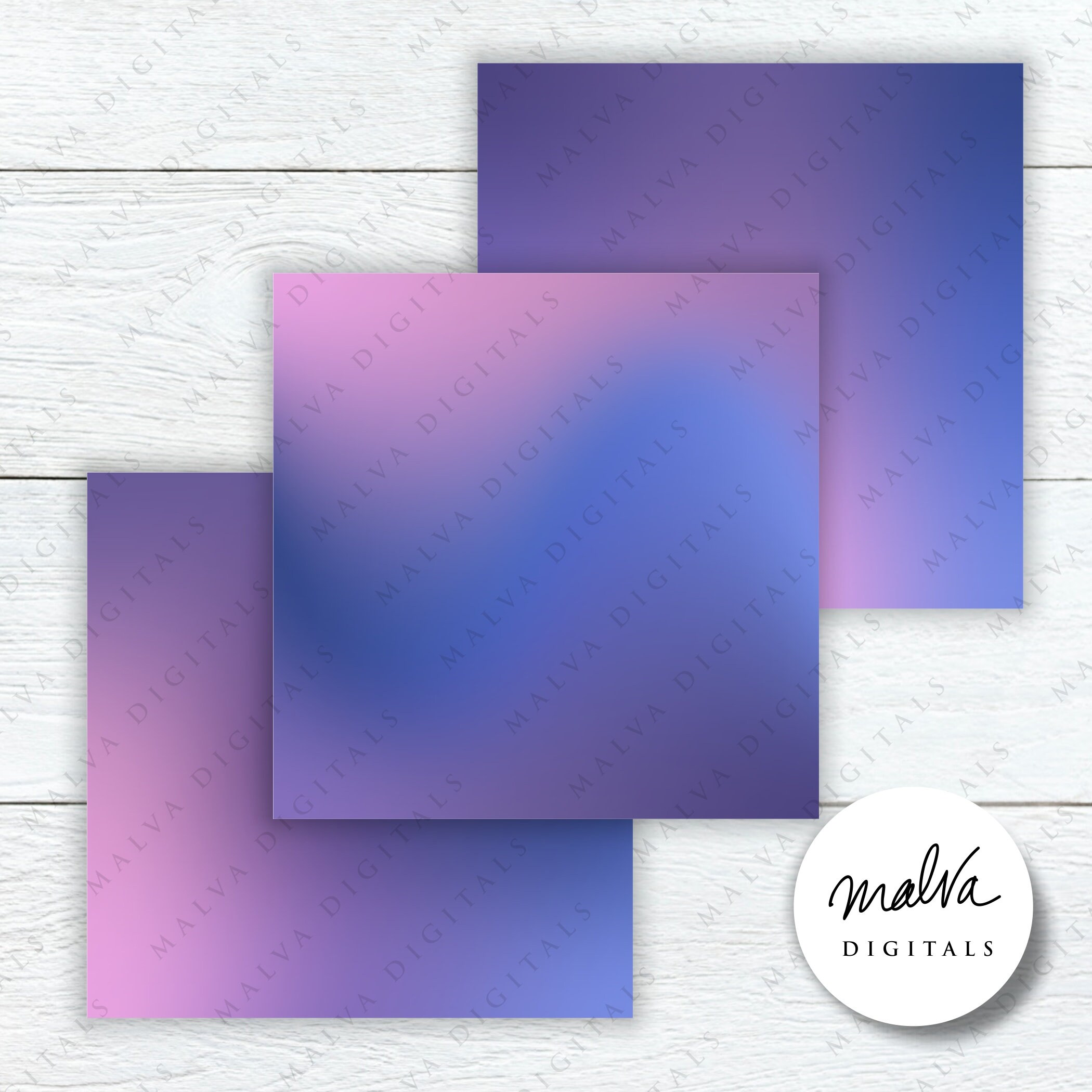 Mermaid Colors Gradients Digital Paper Pack, Purple and Blue Digital ...