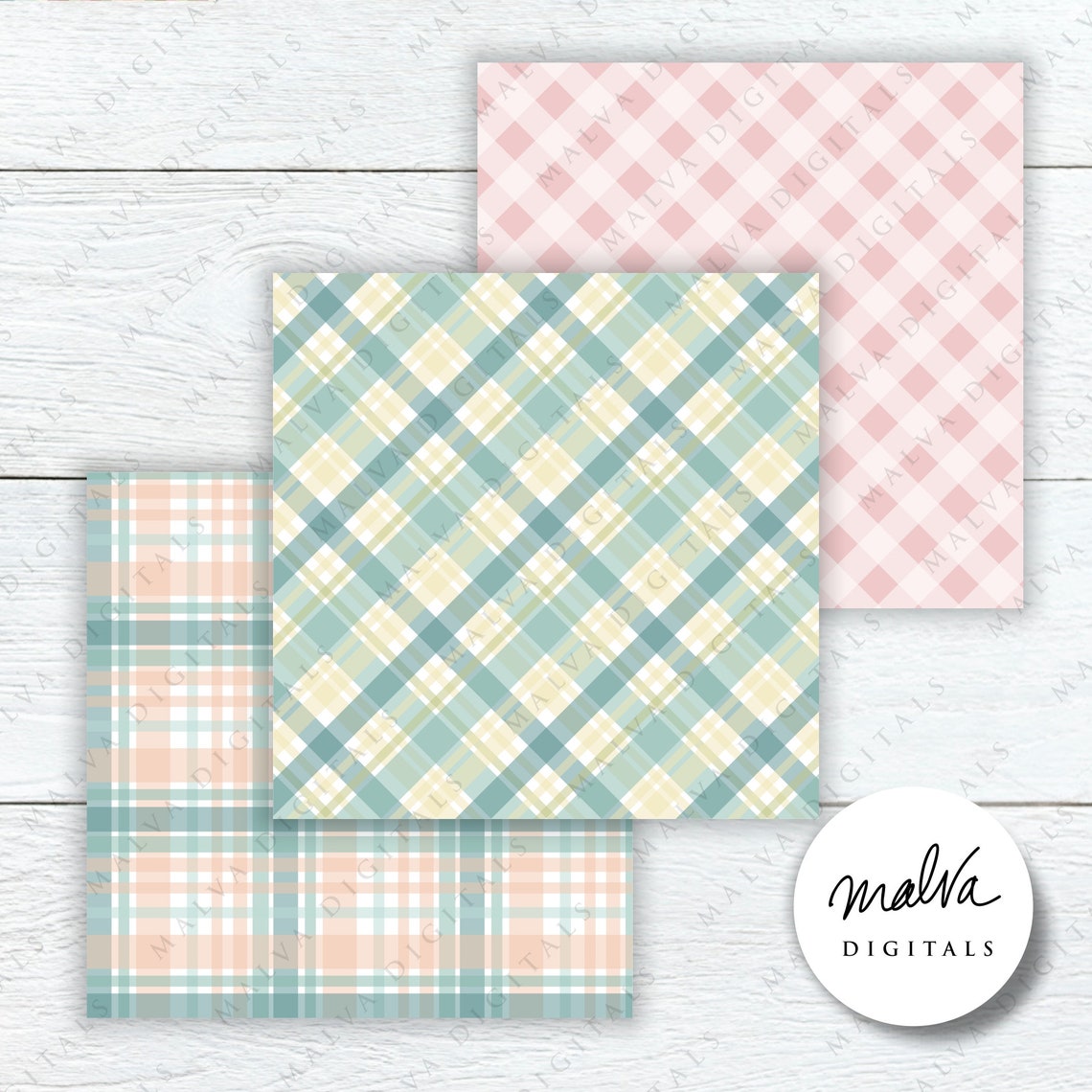 Spring Plaids Digital Paper Pack Retro Plaids Digital - Etsy