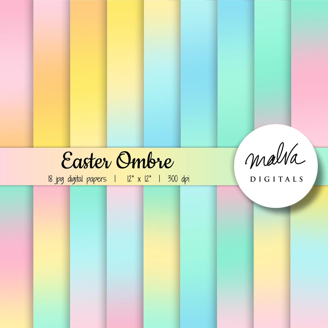 Cute Easter Gradients Digital Paper Pack, Pastel Ombre Digital ...