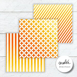 Orange Digital Paper Pack, Orange and Yellow Gradient Patterns Digital ...