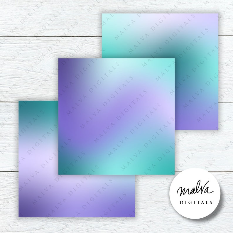Mermaid Ombre Digital Paper Pack, Gradient Digital Background, Mermaid ...