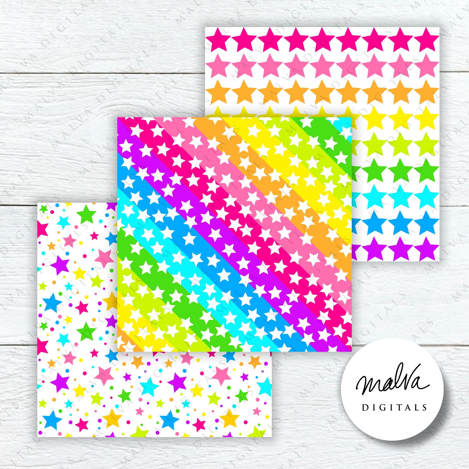 Neon Digital Paper Pack Bright Colors Digital Scrapbook - Etsy