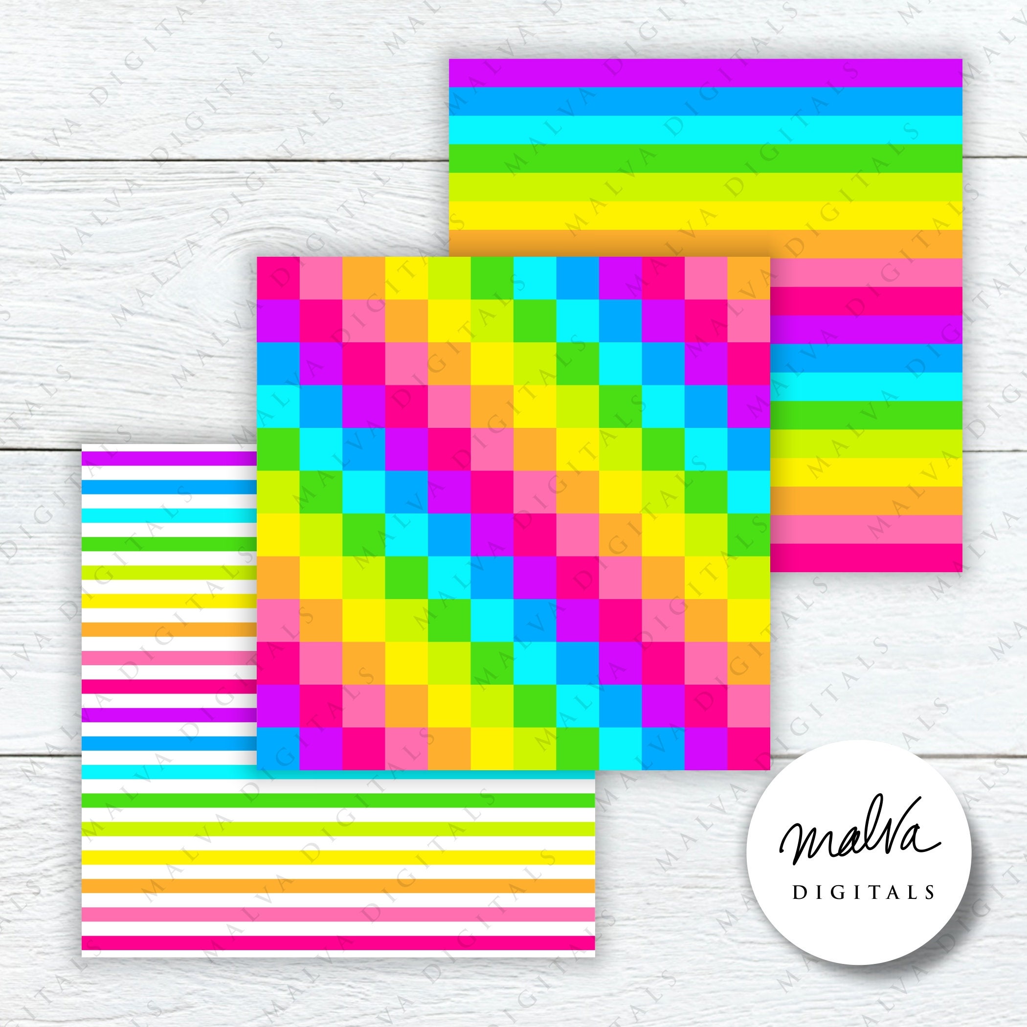 Neon Colors Digital Paper Pack Bright Colors Scrapbook Paper - Etsy