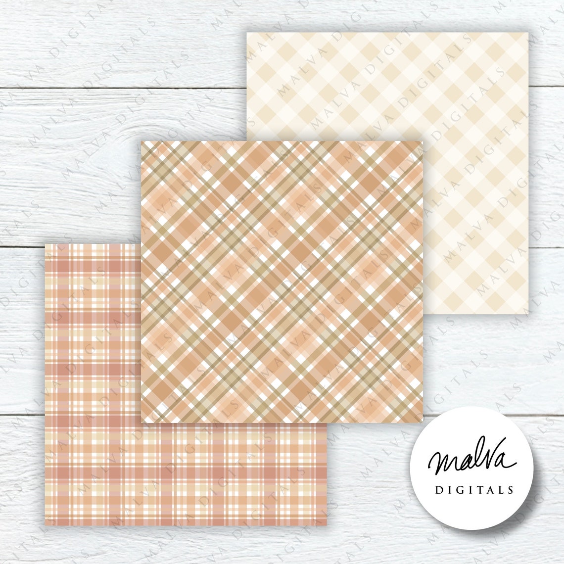 Summer Plaids Digital Paper Pack, Bohemian Plaids Digital Background ...