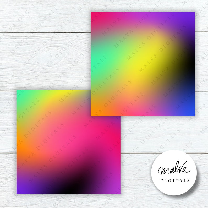 Neon Rainbow Gradient Digital Paper Pack, Neon Digital Background, Neon ...