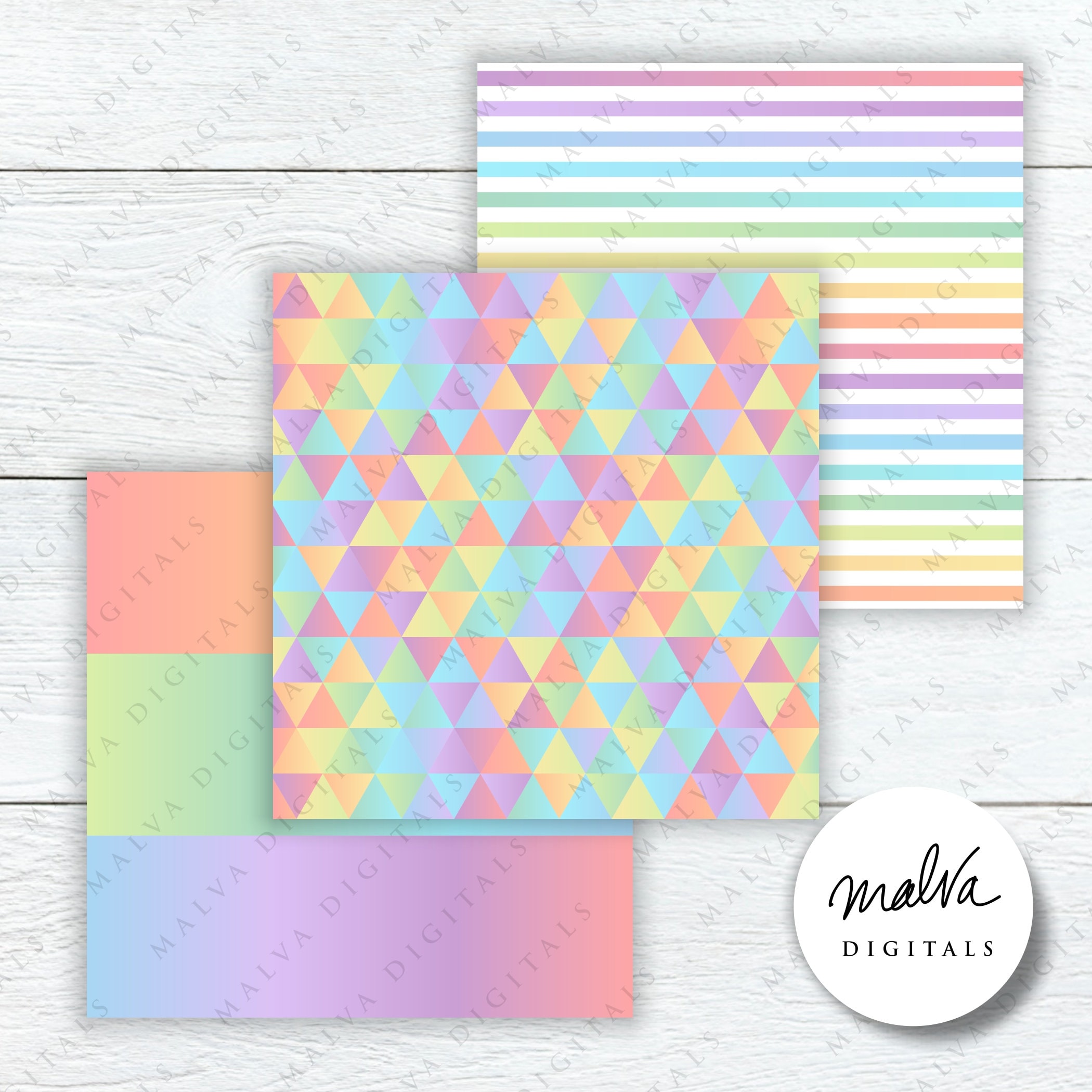 Rainbow Pastel Colors Digital Paper Pack Ombre Scrapbook - Etsy