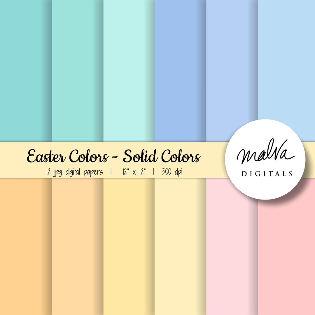 Pastel Easter Colors Digital Paper Pack, Cute Easter Colors, Spring ...