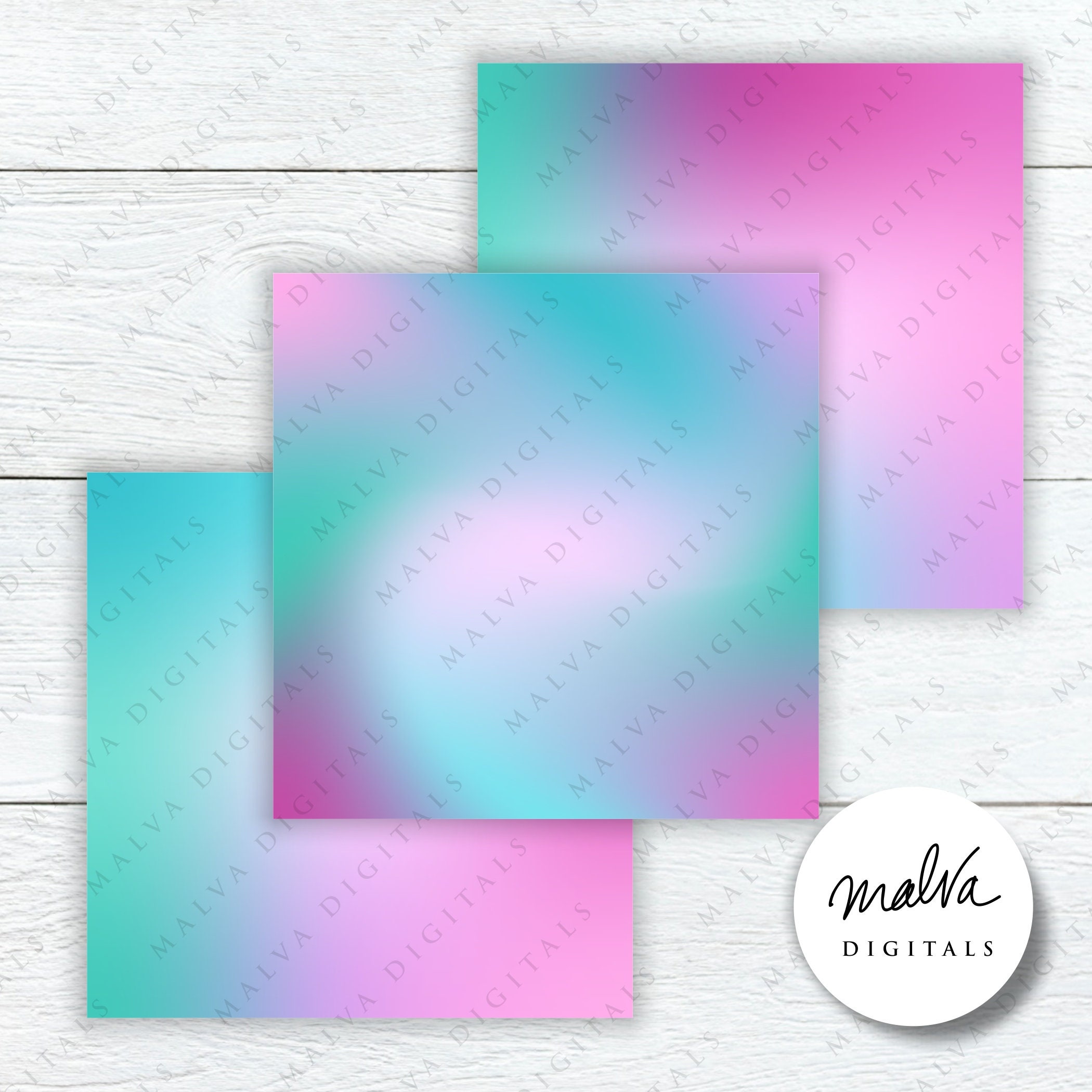 Mermaid Pastel Ombre Digital Paper Pack, Mermaid Digital Background ...
