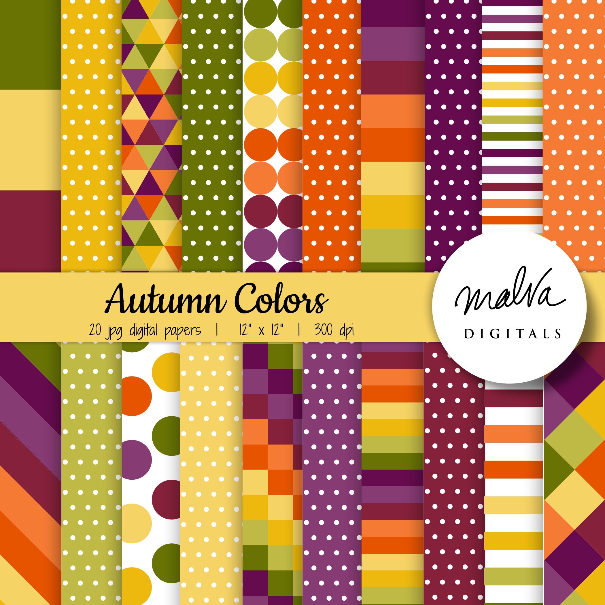 Autumn Colors Digital Paper Pack, Fall Colors Digital Background ...