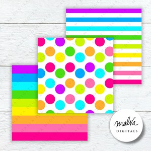 Neon Colors Digital Paper Pack, Bright Colors Scrapbook Paper, Digital ...