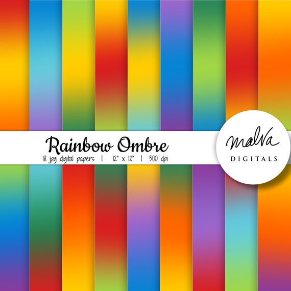 Rainbow Ombre Digital Paper Pack Digital Background Rainbow - Etsy