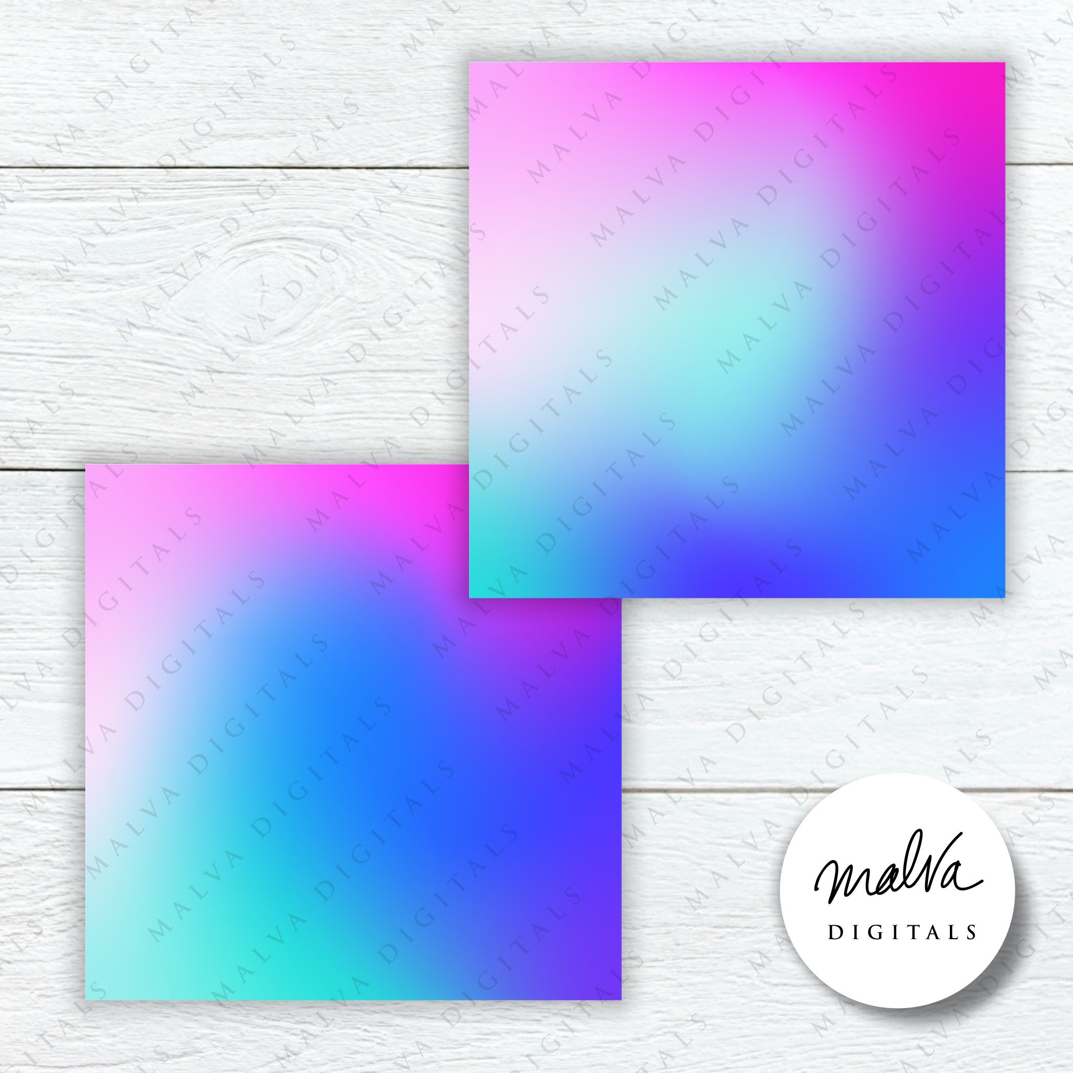 Holographic Gradient Digital Paper Pack, Digital Background, Bright ...