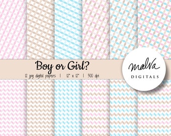 PINK & BLUE Digital Scrapbook Paper in Pink and Blue for - Etsy