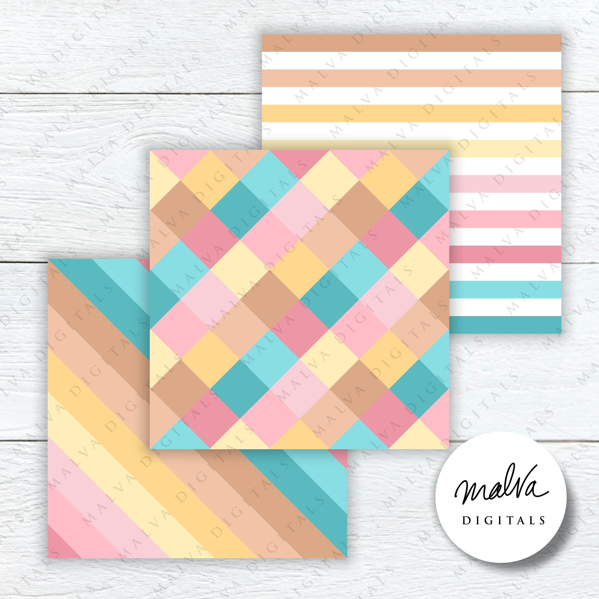 Pastel Digital Paper Pack Sweet Pastels Pink Teal Yellow - Etsy