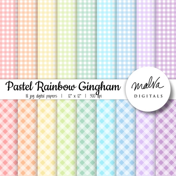 Pastel Rainbow Gingham Digital Paper Pack Pastel Plaid | Etsy