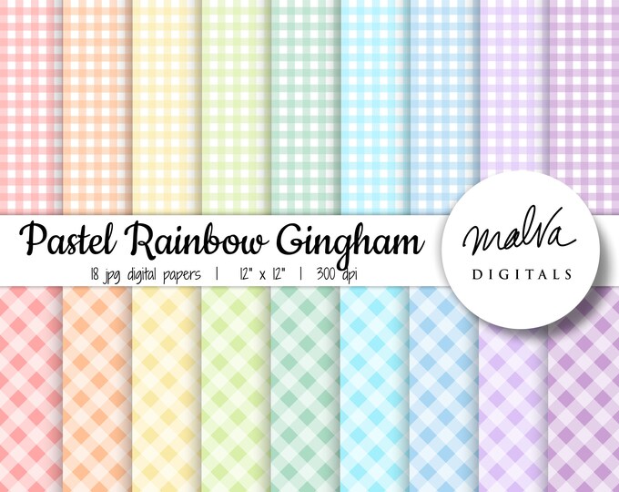 Pastel PLAIDS, CHECKS and GINGHAM Papers Digital Paper Pack 10 Baby ...