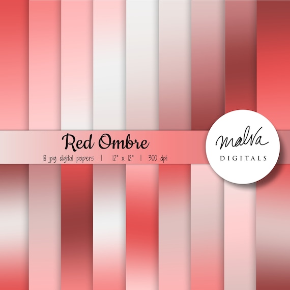 Red Ombre Digital Paper Pack Shades of Red Digital - Etsy