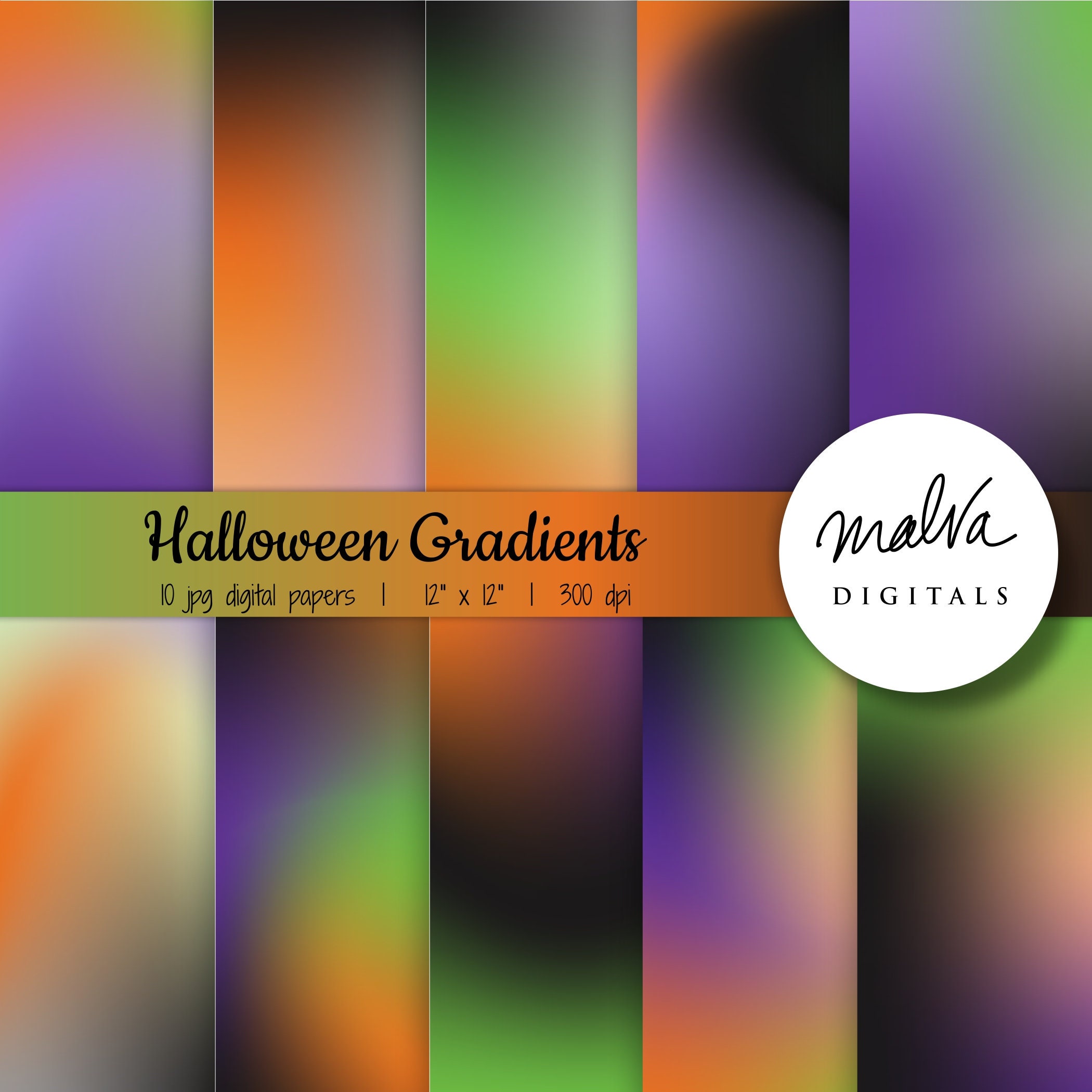 Halloween Gradient Digital Paper Pack Halloween Digital - Etsy