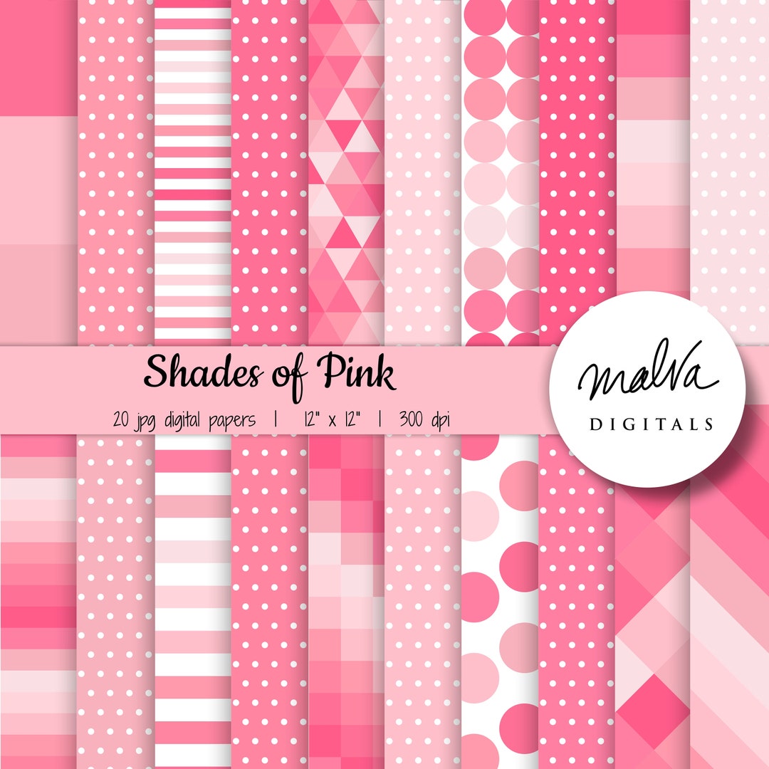 Pink Digital Paper Pack, Pink Geometric Patterns Digital Scrapbook ...