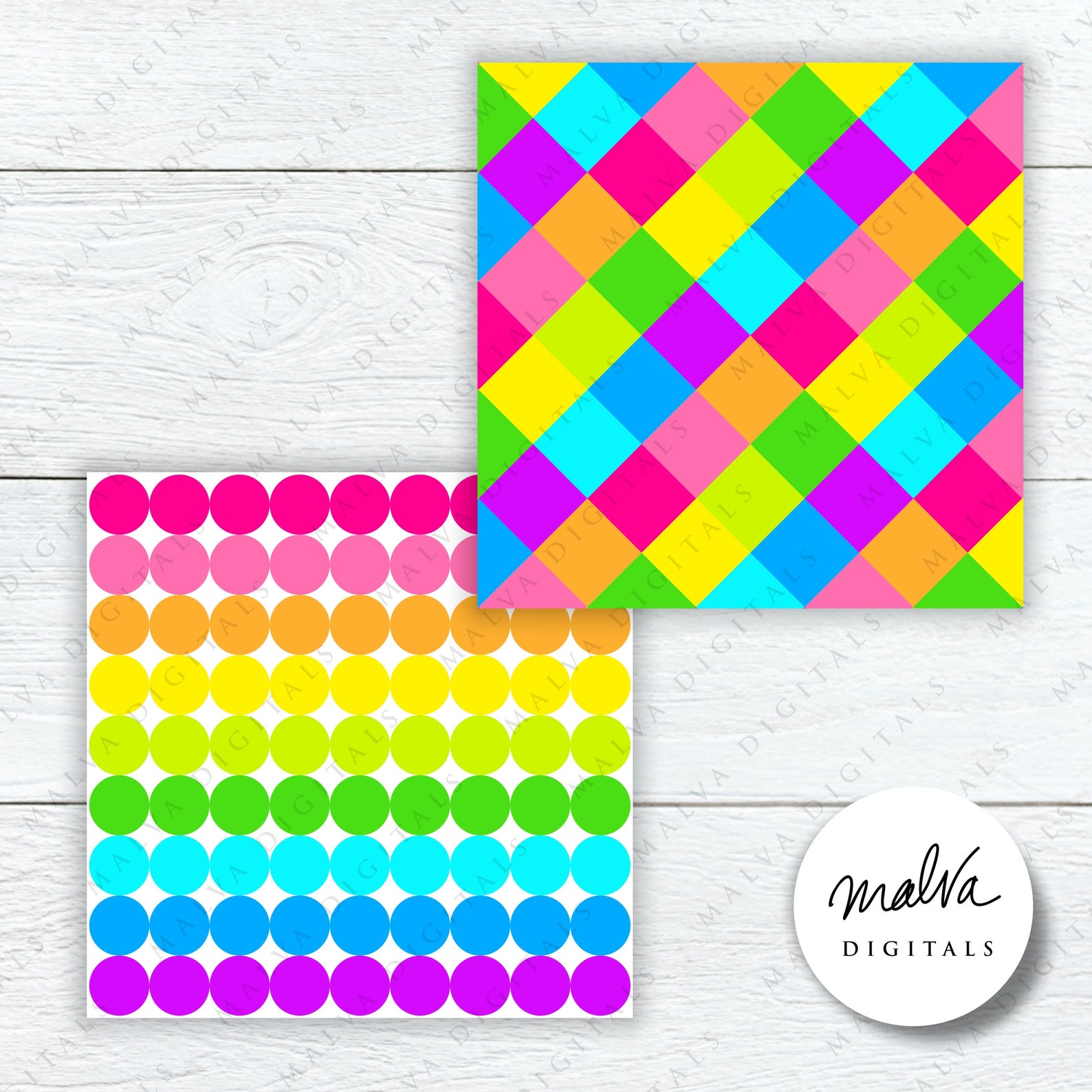Neon Colors Digital Paper Pack, Bright Colors Scrapbook Paper, Digital ...