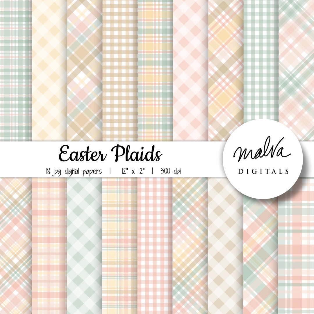 Easter Plaids Digital Paper Pack, Spring Plaids Digital Background ...