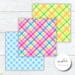 Neon Plaids Digital Paper Pack, Bright Rainbow Plaids Background ...