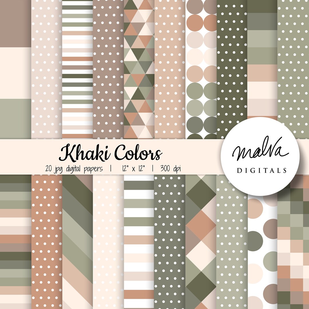 Khaki Colors Digital Paper Pack, Earthy Tones, Neutral, Printable Paper ...