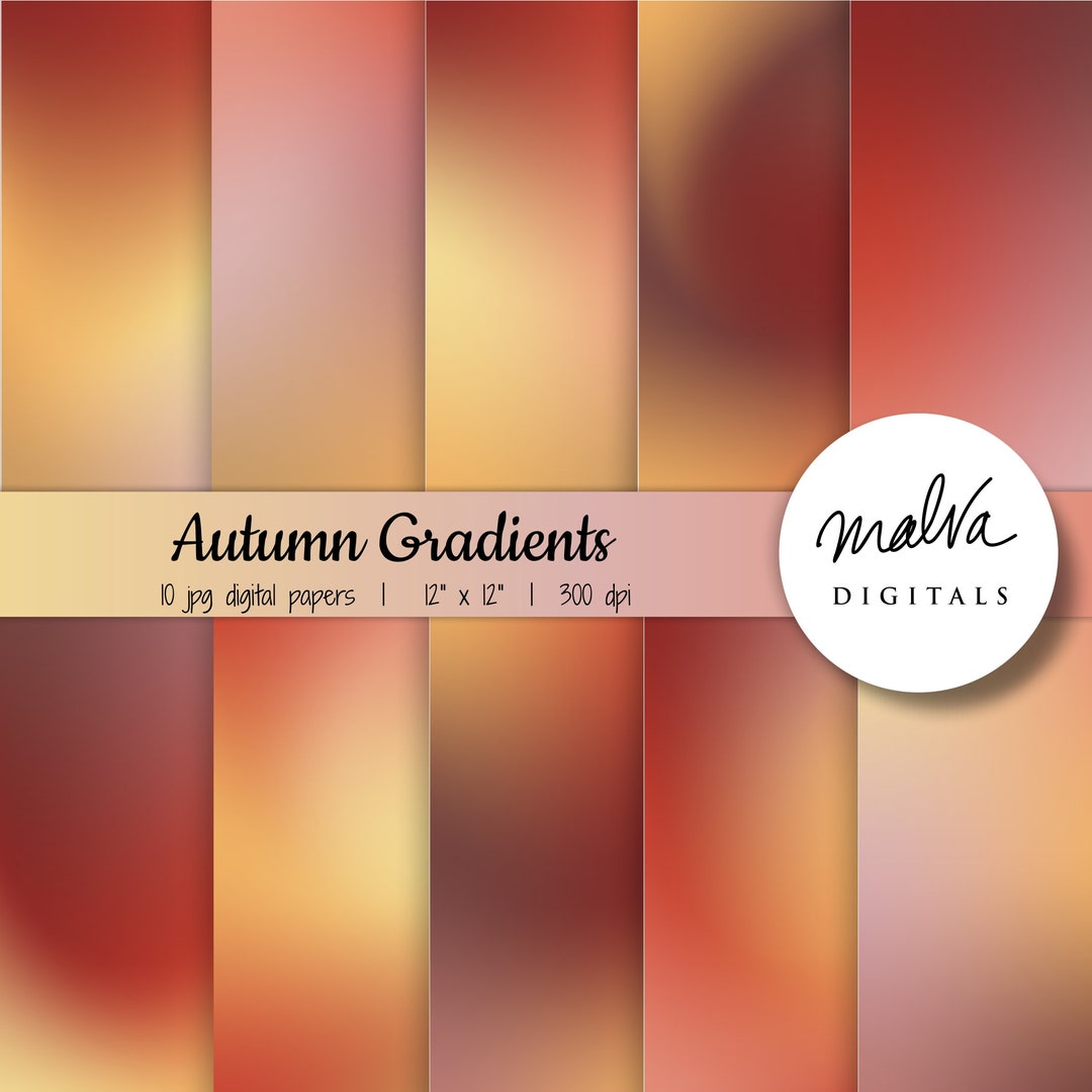 Autumn Gradient Digital Paper Pack, Fall Digital Background, Autumn ...