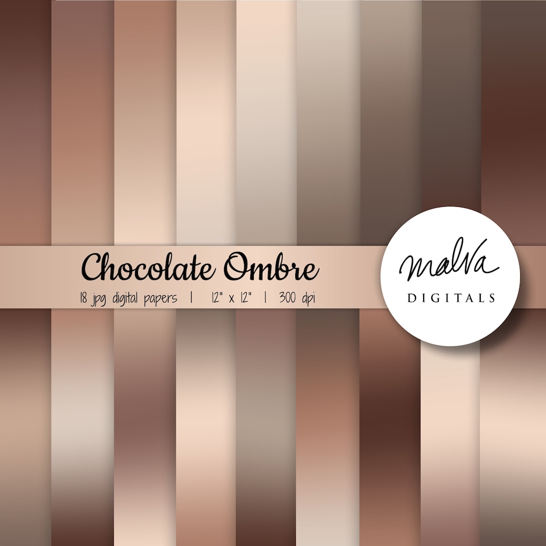 Chocolate Ombre Digital Paper Pack, Brown Gradients Digital Background ...