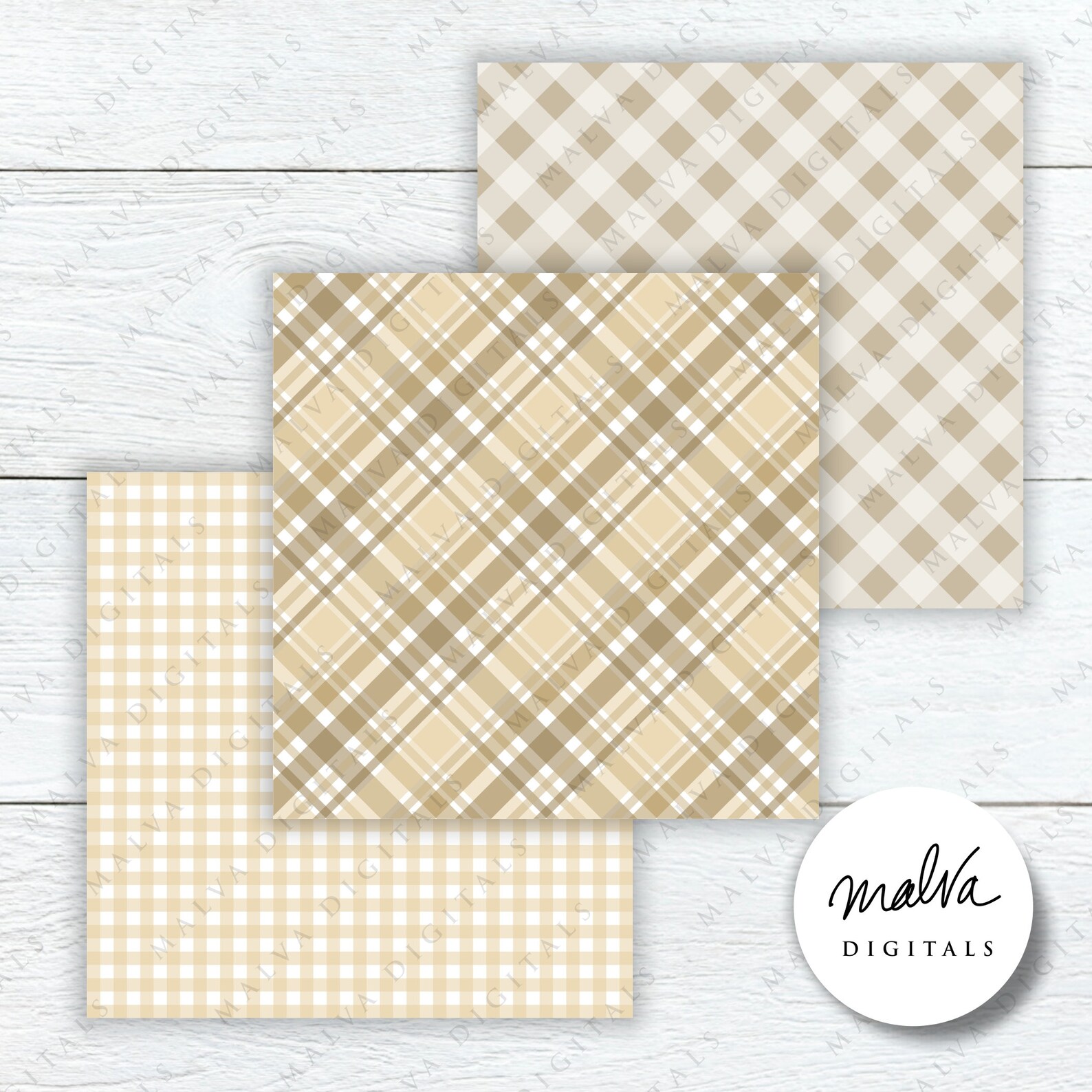 Summer Plaids Digital Paper Pack, Bohemian Plaids Digital Background ...