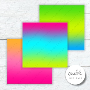 Neon Gradient Digital Paper Pack, Digital Background, Scrapbook Paper ...
