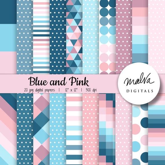 Pastel Colors Digital Paper Pack Blue and Pink Digital Paper - Etsy
