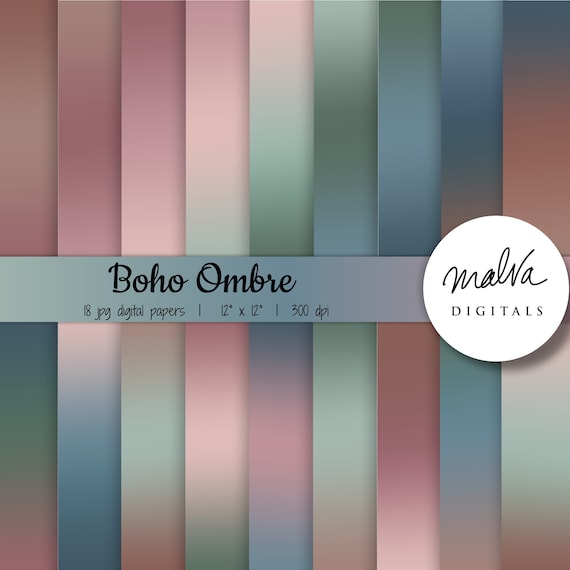 Boho Ombre Digital Paper Pack Bohemian Gradients Digital - Etsy