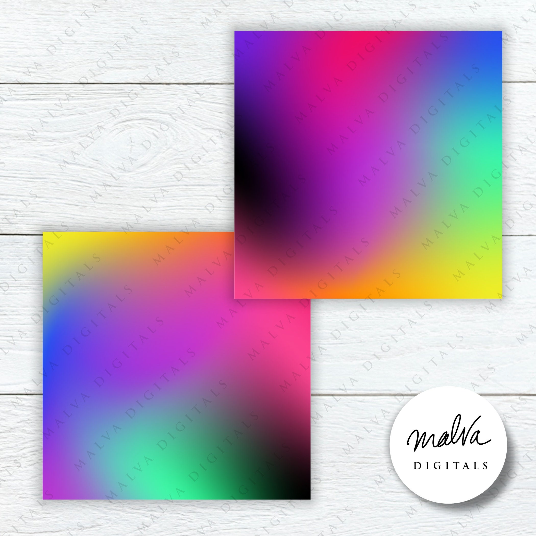 Neon Rainbow Gradient Digital Paper Pack, Neon Digital Background, Neon ...