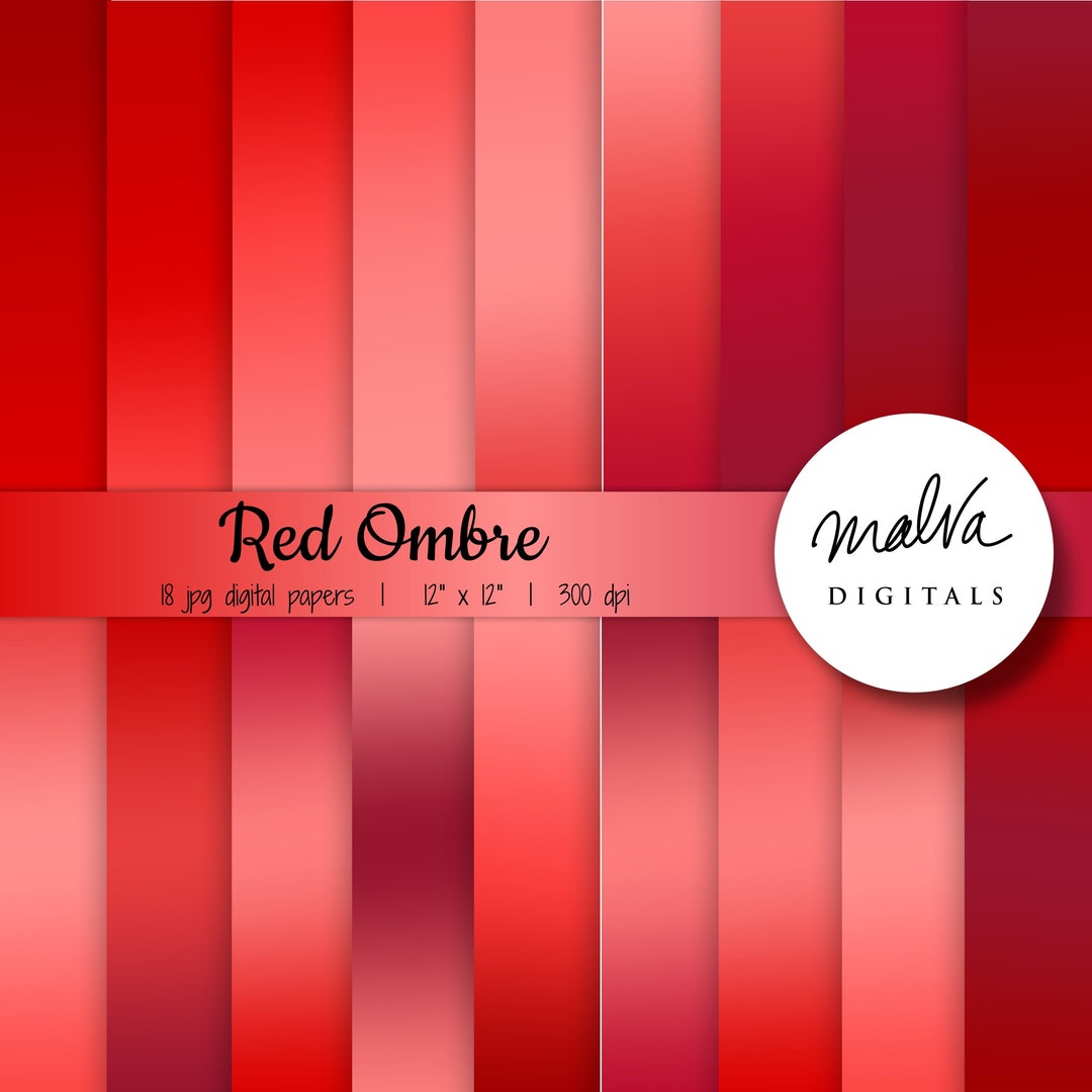Red Gradients Digital Paper Pack, Shades of Red Digital Background, Red ...