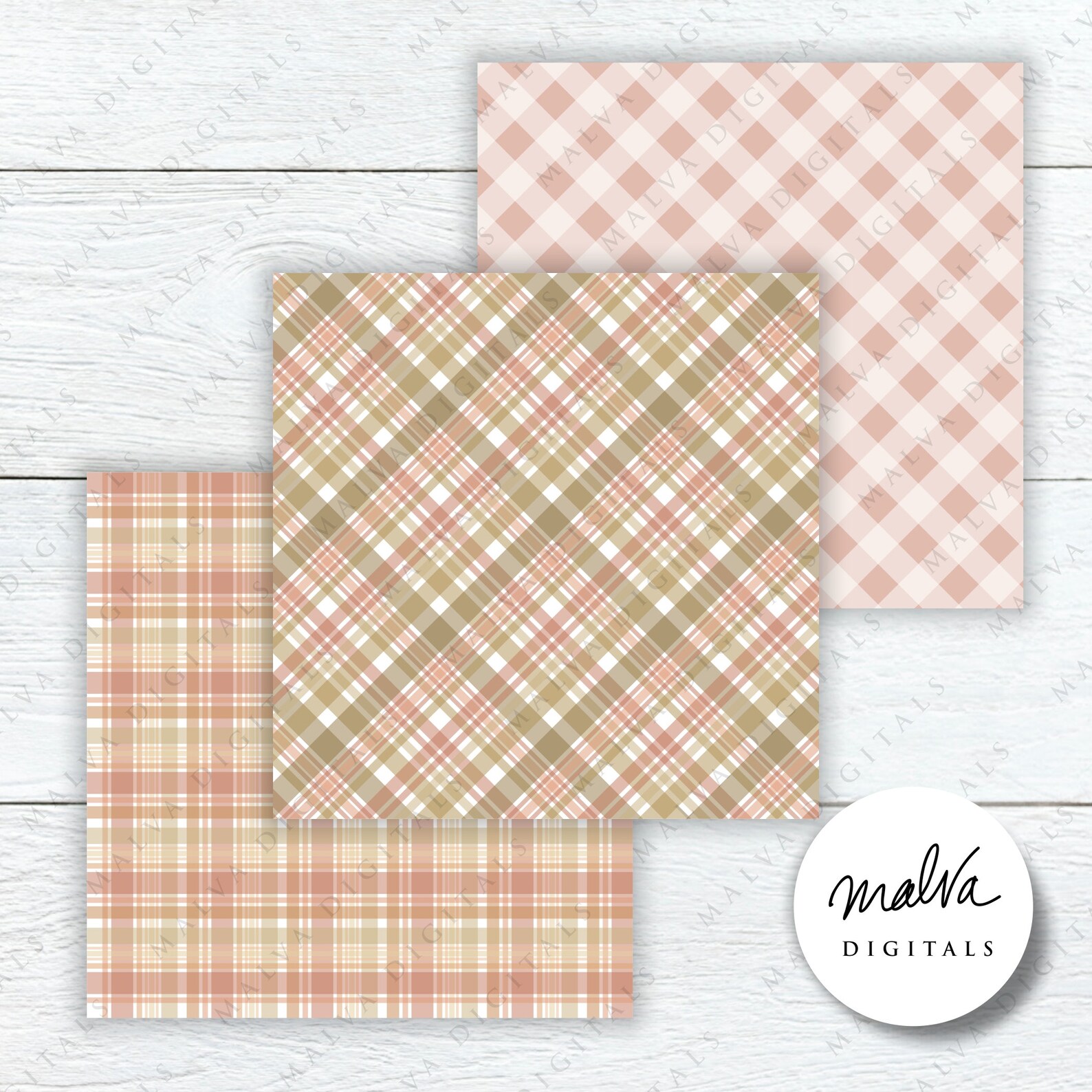 Summer Plaids Digital Paper Pack, Bohemian Plaids Digital Background ...