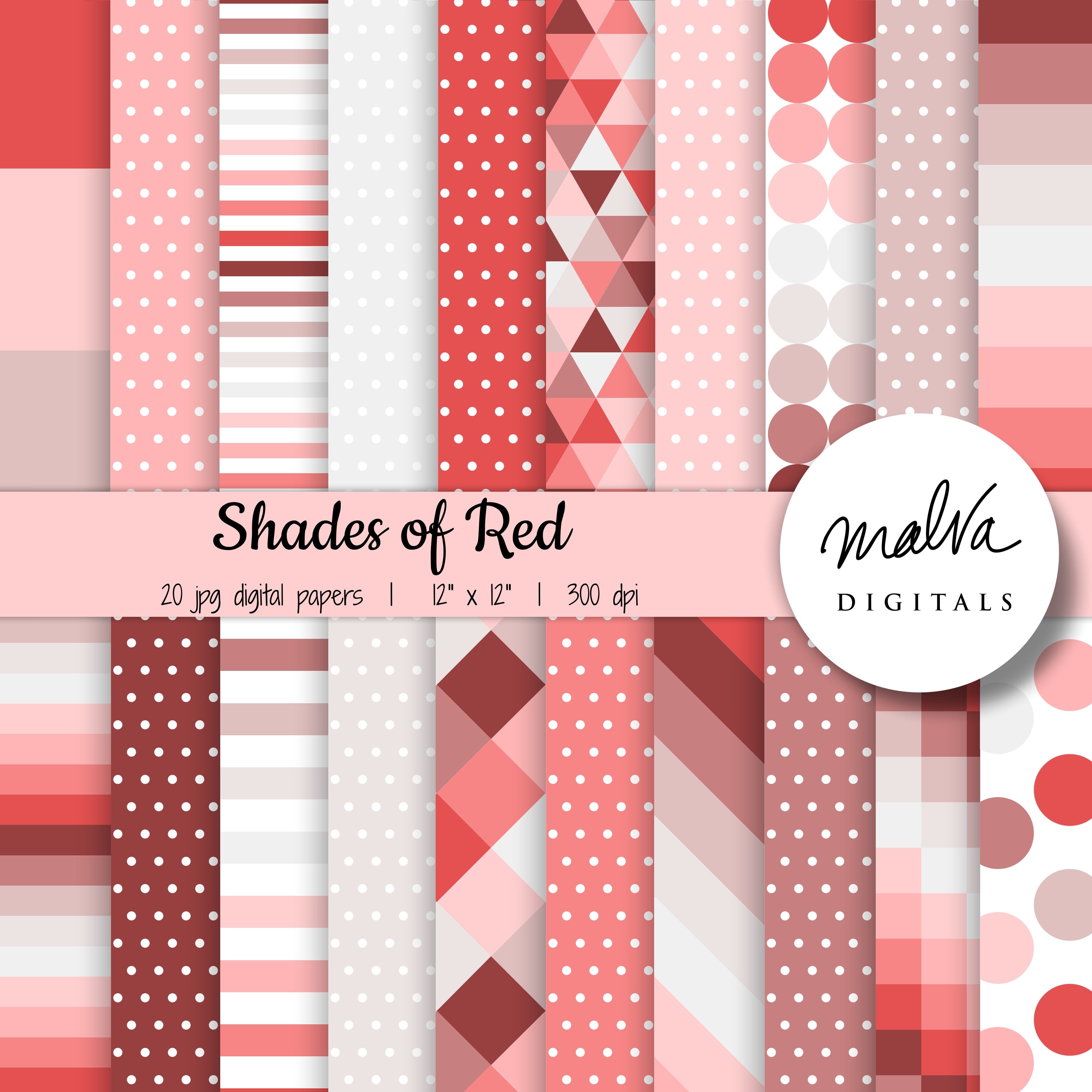 Red Digital Paper Pack, Maroon Shades, Maroon Scrapbook Paper ...