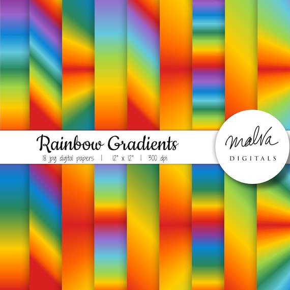 Rainbow Ombre Digital Paper Pack Rainbow Gradient Digital | Etsy