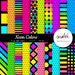 Neon Digital Paper Pack, Bright Colors Digital Scrapbook Paper ...