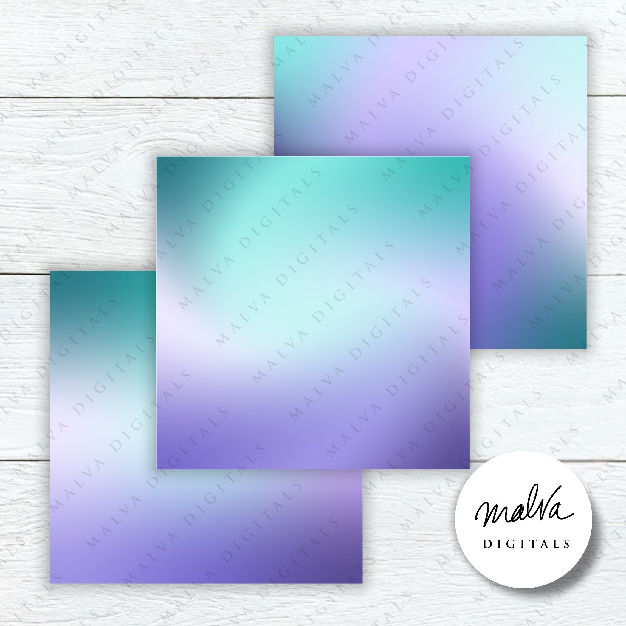 Mermaid Ombre Digital Paper Pack, Gradient Digital Background, Mermaid ...