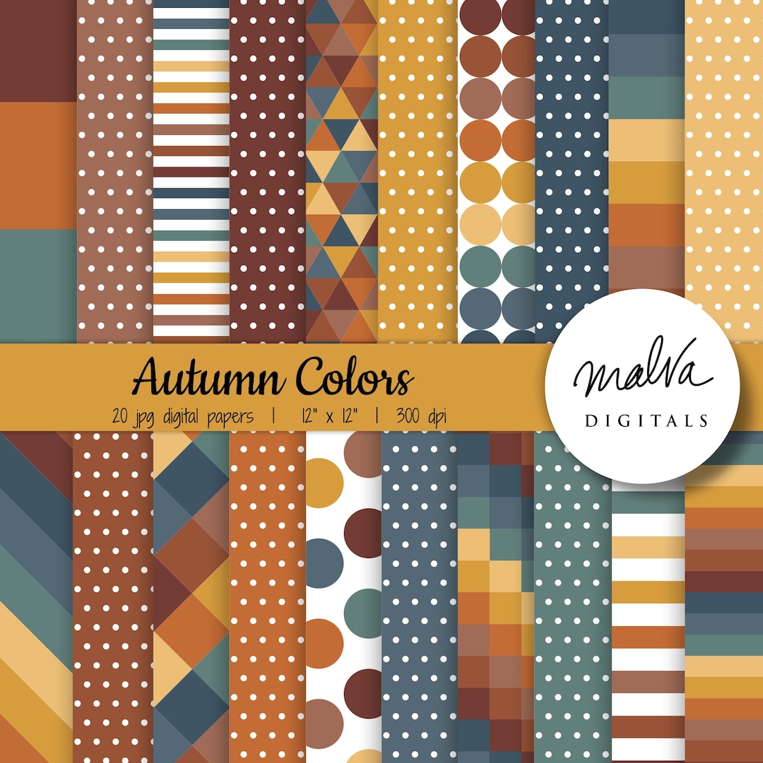 Autumn Colors Digital Paper Pack, Fall Colors Digital Background ...