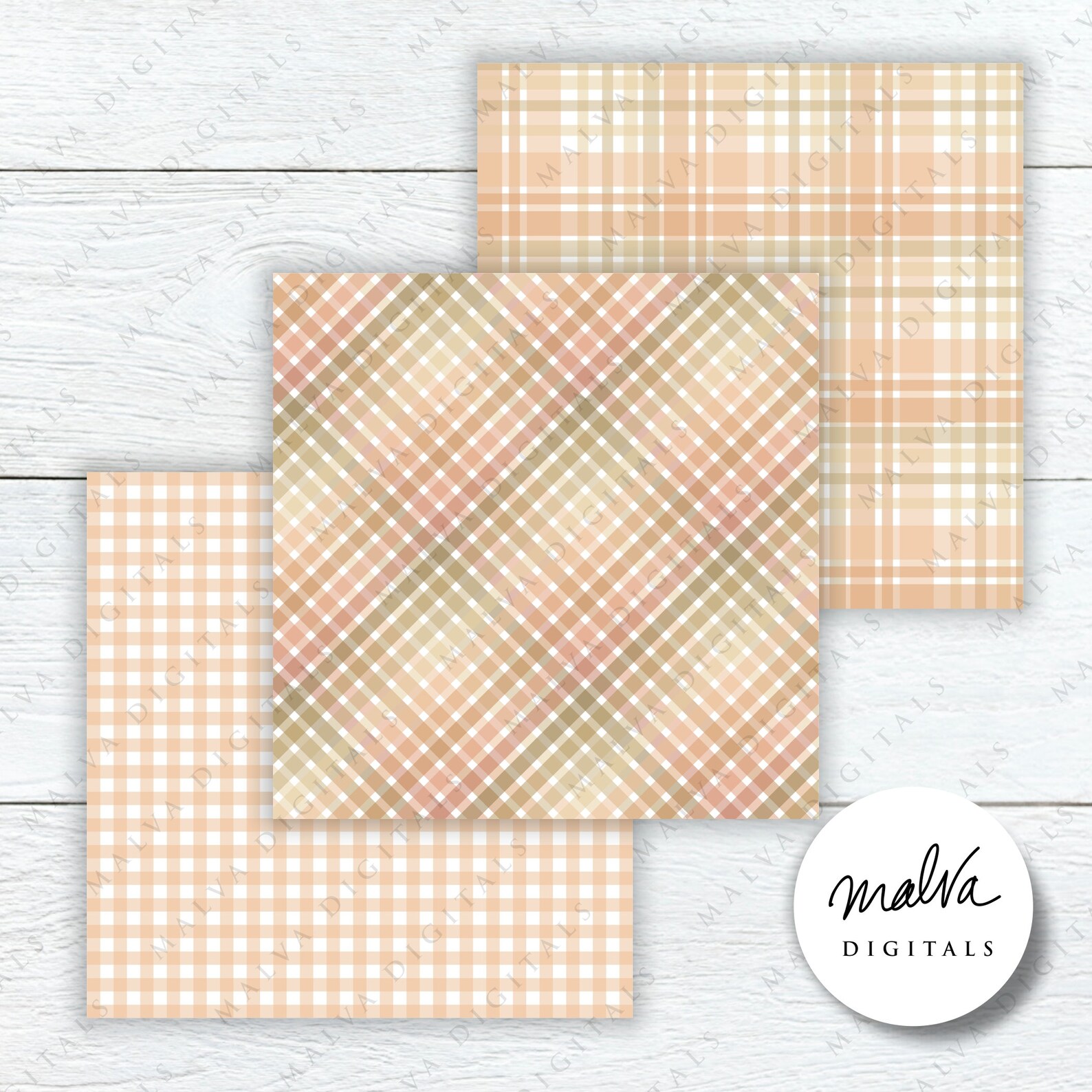 Summer Plaids Digital Paper Pack, Bohemian Plaids Digital Background ...