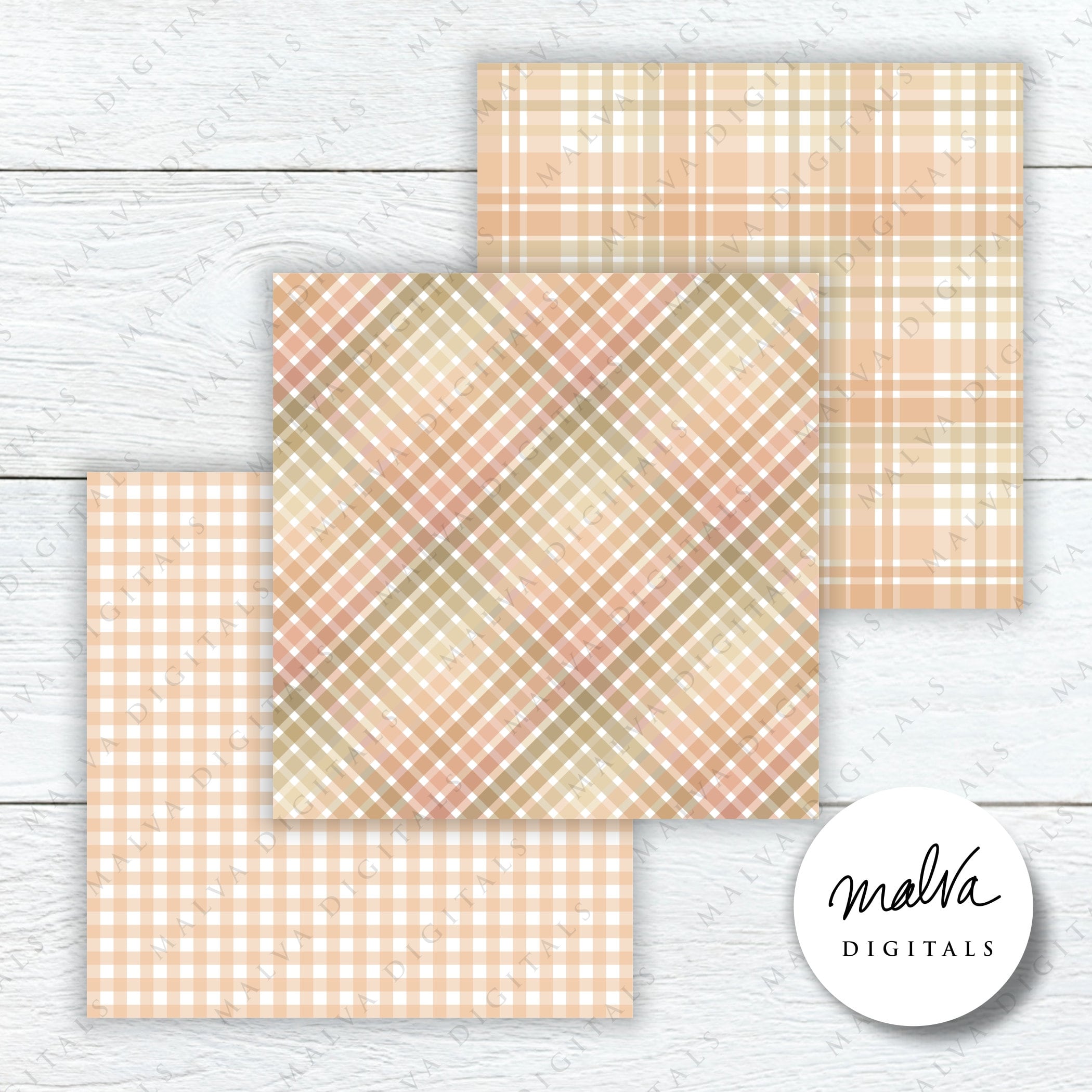 Summer Plaids Digital Paper Pack, Bohemian Plaids Digital Background ...