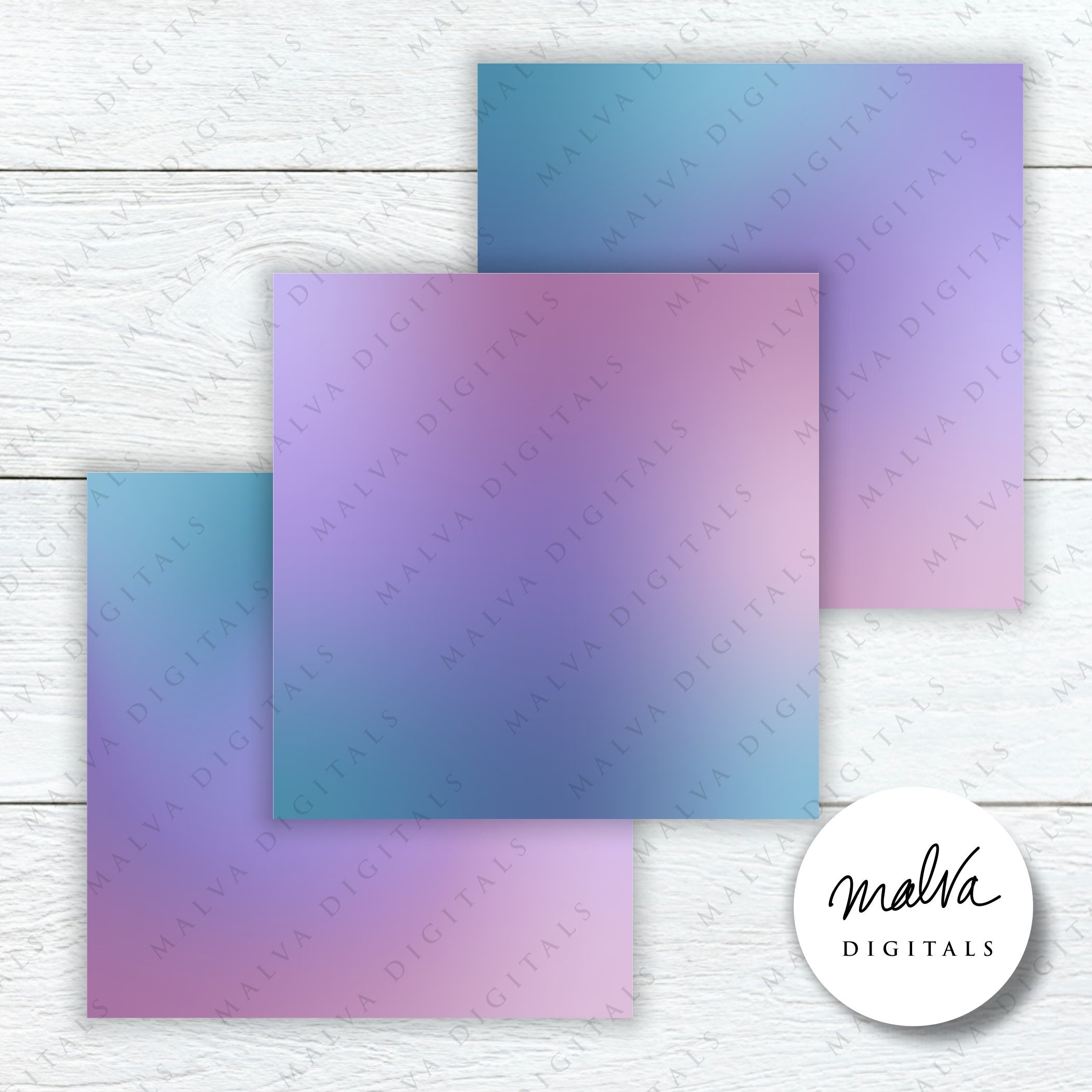 Mermaid Sea Gradient Digital Paper Pack, Ombre Digital Background ...