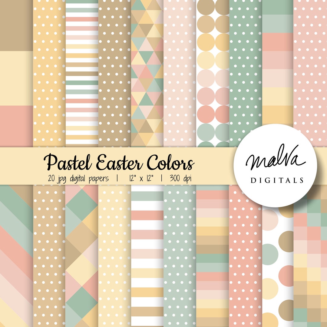 Pastel Easter Colors Digital Paper Pack, Spring Digital Scrapbook Paper ...