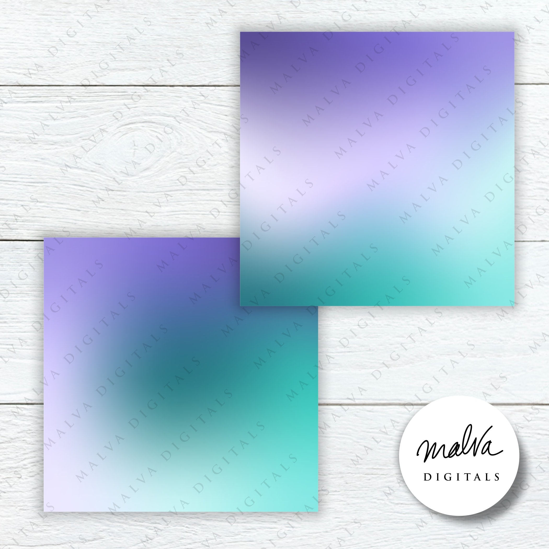 Mermaid Ombre Digital Paper Pack, Gradient Digital Background, Mermaid ...
