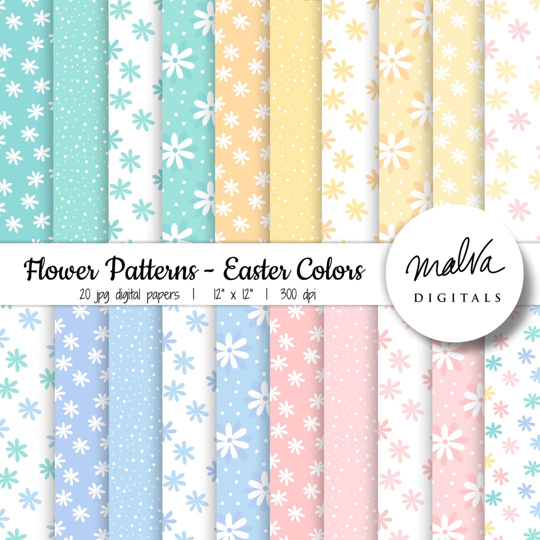 Pastel Flower Digital Paper Pack, Spring Digital Background, Floral ...