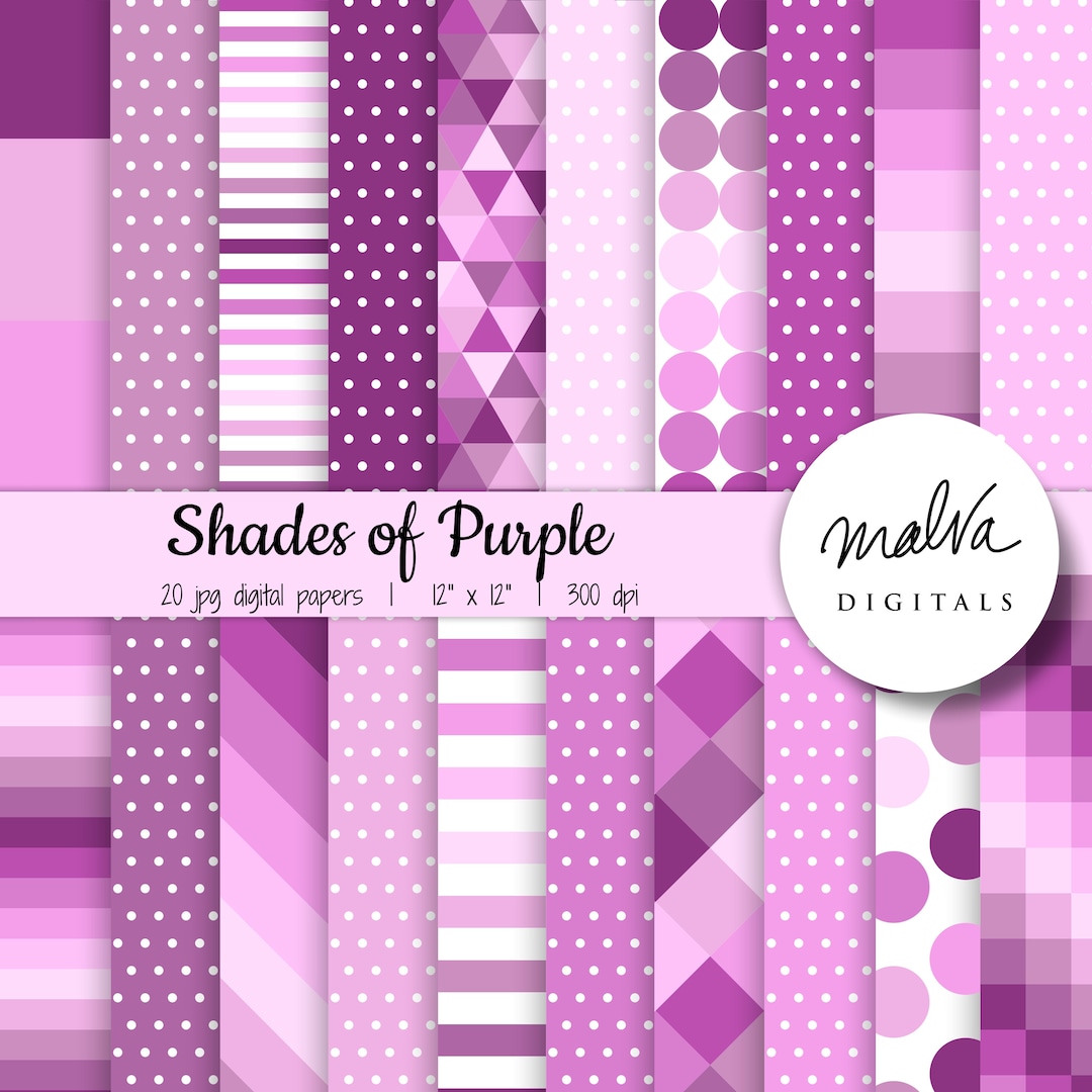 Purple Digital Paper Pack, Purple Shades, Plum Colors Patterns ...